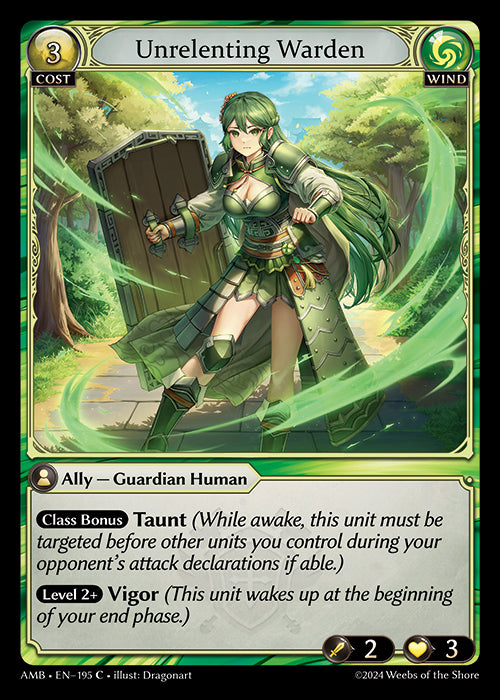 Grand Archive Mortal Amition 1st Edition Singles AMB 189 Unrelenting Warden (C) – Transcendent Cards